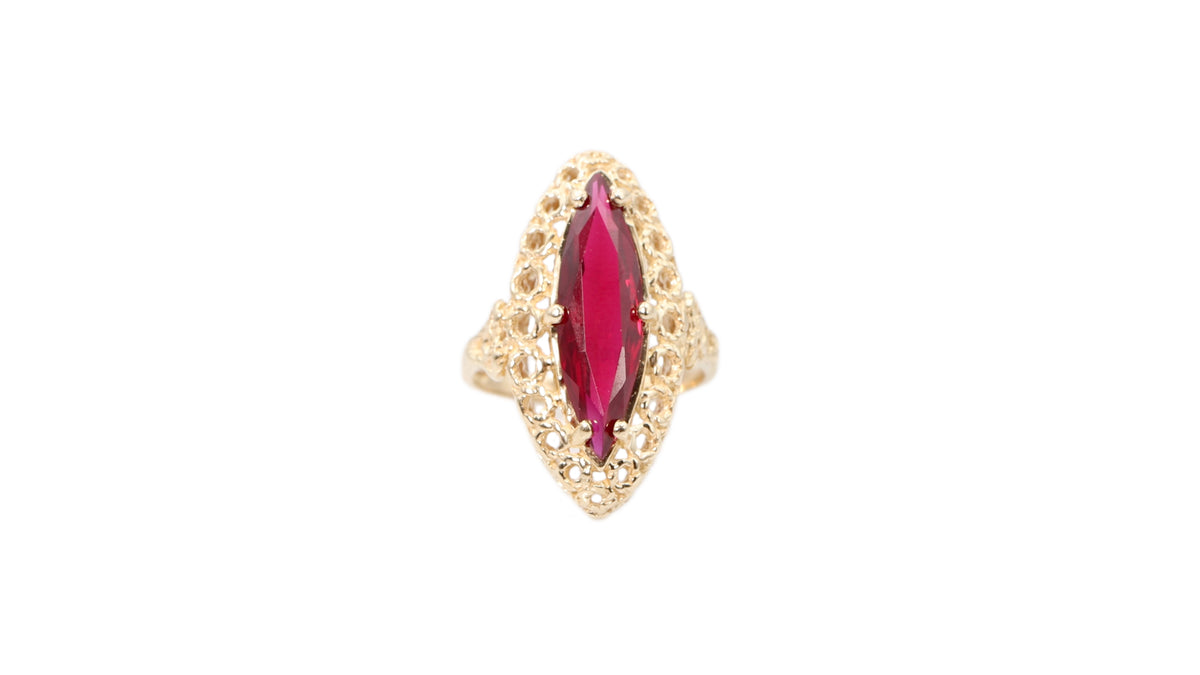 Marquee Ruby 14k Yellow Gold Ring – LM Estate Jewelry